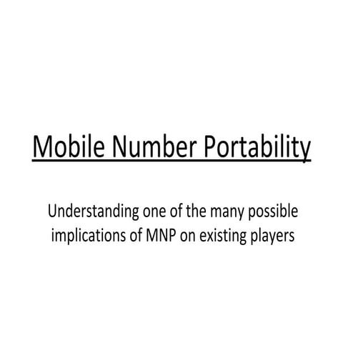 Mobile Number Portability | PPT