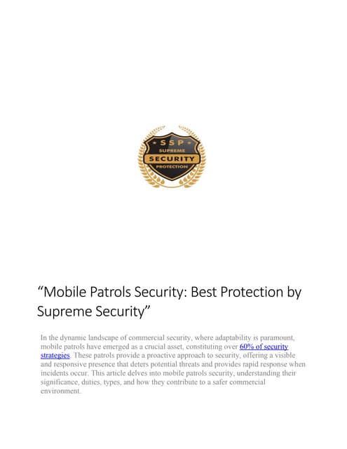 Why Mobile Patrols are important for Security | PPT