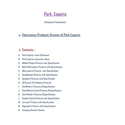 Mobile Perk Exports | PDF