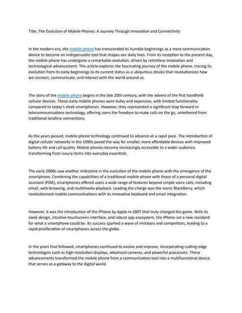 The Mobile Revolution.pdf | Smartphones | Consumer Electronics