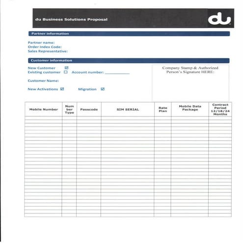 Sub Application form_Du Business Executive Plan | PDF