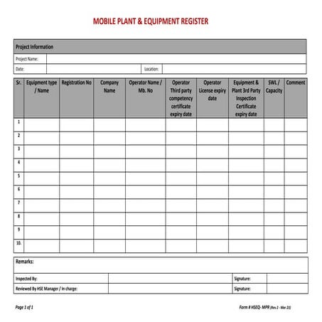 MOBILE PLANT REGISTER Form # HSEQ - MPR Rev 2.docx