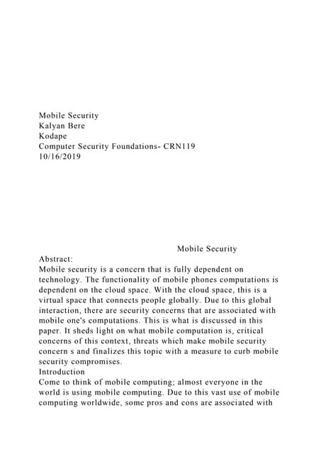 Attacks on Mobile Devices by Nitish.pptx | Operating Systems | Computer Software and Applications