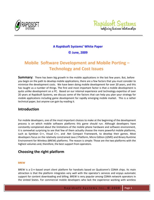 Mobile software development_and_mobile_porting | PDF Mobile software development_and_mobile_porting | PDF