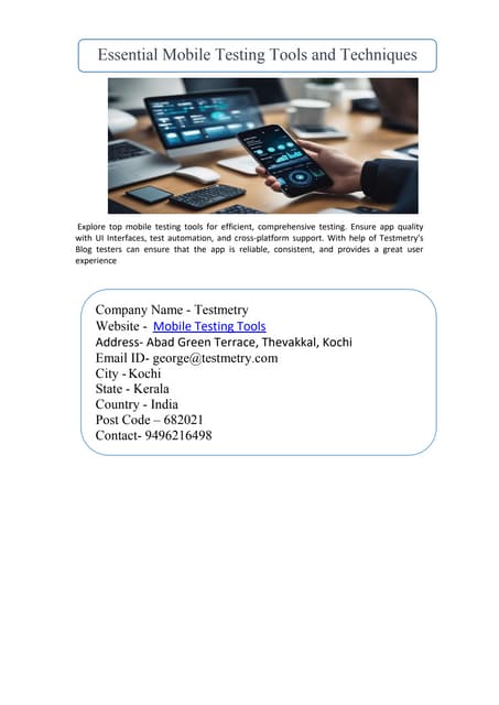 Mobile Testing Tools Pdf