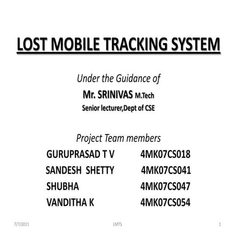Mobile tracking sysytem using call registry | PPTX