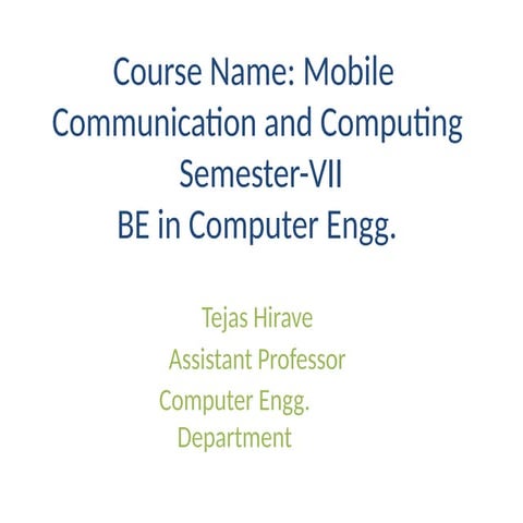 Mobile Transport layer -ITCP Computer Engineering | PPTX