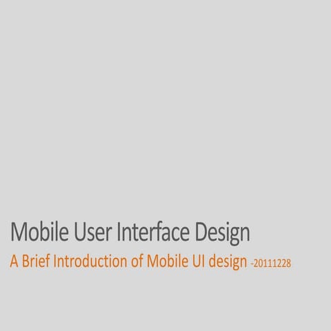 Mobile User Interface Design | PPT
