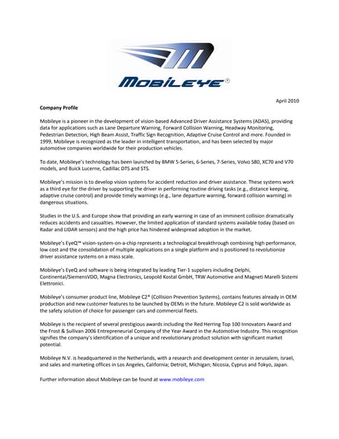 Lane Departure Warning Technology - Brochure | PDF | Auto Technology | Automotive