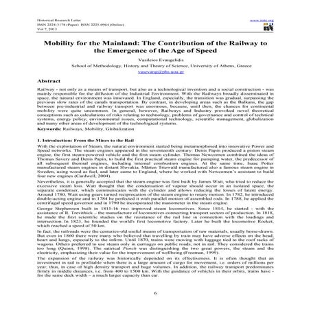 Mobility for the mainland the contribution of the railway to the ...