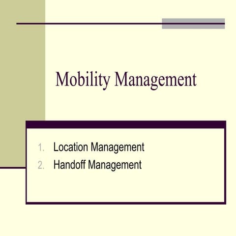 Mobility Management in Wireless Communication | PDF
