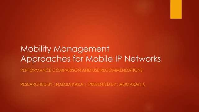 Mobility Management Approaches For Mobile Ip Networks Ppt