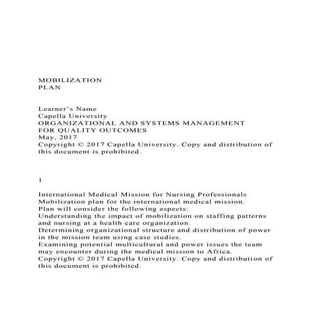 MOBILIZATION PLANLearner’s NameCapella Univers.docx