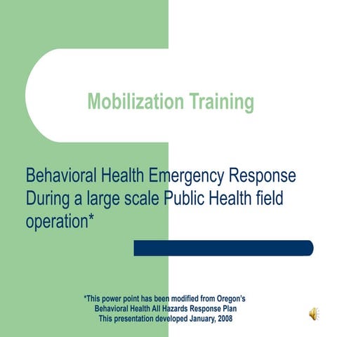 Training Module for Behavioral Health Mobilization | PPT