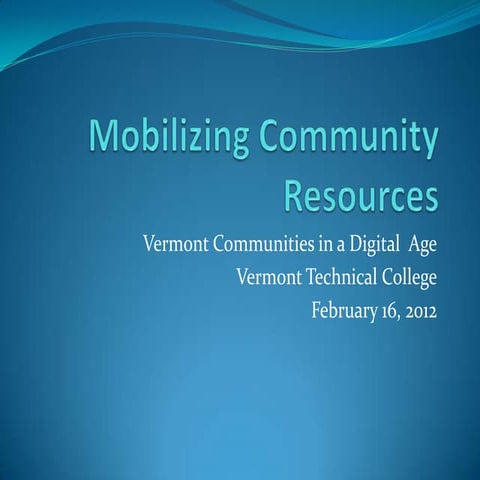 Mobilizing Community rResources | PPTX