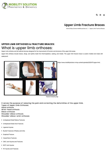 Mobillitysolution in-upper-limb-orthoses | PDF
