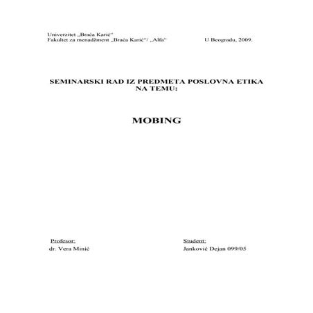 Mobing poslovna etika | PDF