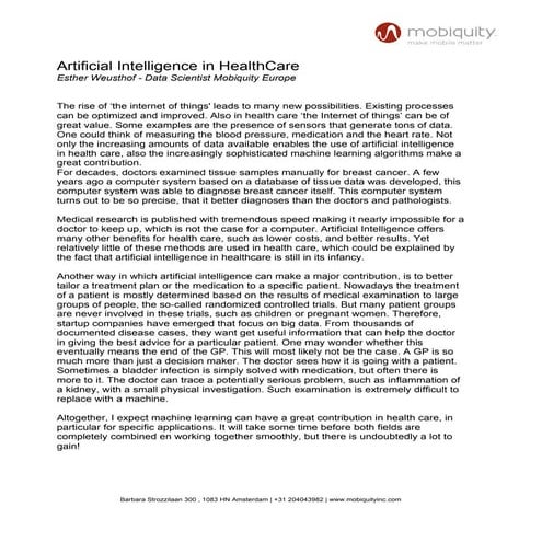 Artificial Intelligence in HealthCare | PDF