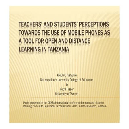 Teachers' and students' perceptions towards the use of mobile phones as ...