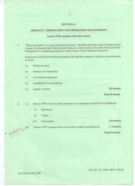 CAPE Management Of Business Unit 1 IA | DOCX