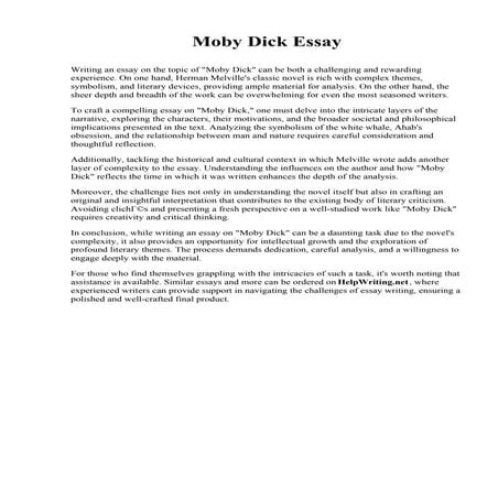Moby Dick Essay. Thomas Jefferson School of Law | PDF