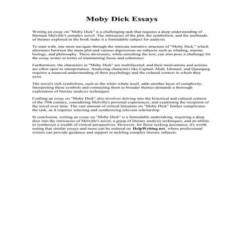 Moby Dick Essay. Thomas Jefferson School of Law | PDF