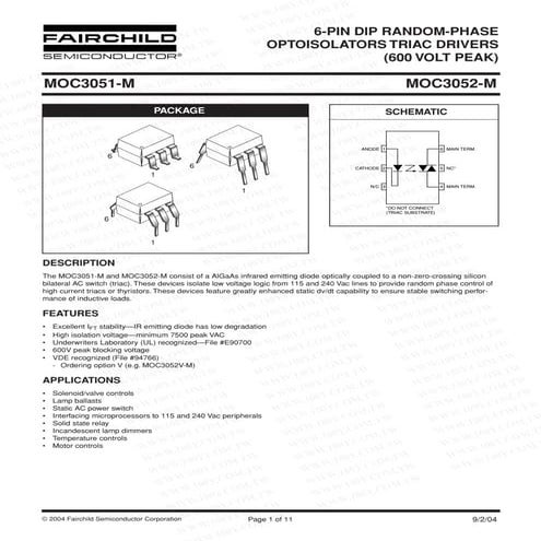 Original Opto MOC3051 DIP-6 New | PDF