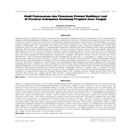 Moch salim studi penyusunan dan pemetaan potensi budidaya laut di perairan kabupaten rembang ...