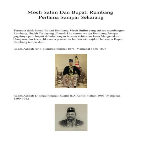 Moch salim dan bupati rembang Pertama Sampai Sekarang | PDF