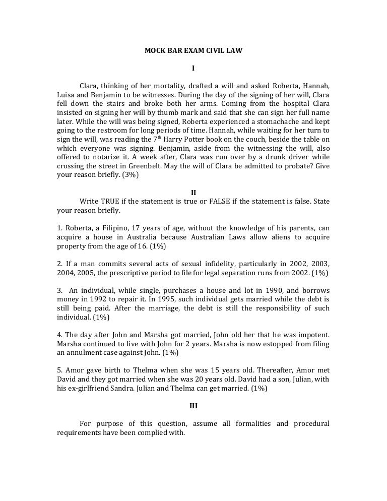 Mock Bar exam civil law mock-bar-exam-civil-law