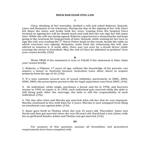 Mock bar-exam-civil-law | DOC