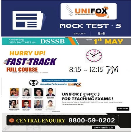DSSSB Online Test Series | Try Free Online Mock Test Now ‎#UNIFOX | PDF