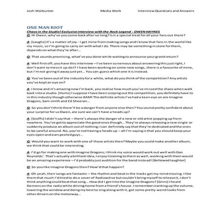 Mock interview for magazine | DOCX