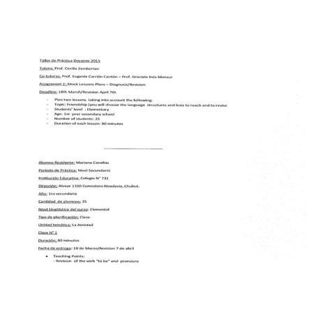 Mock lesson plans - Diagnosis and Revision | PDF