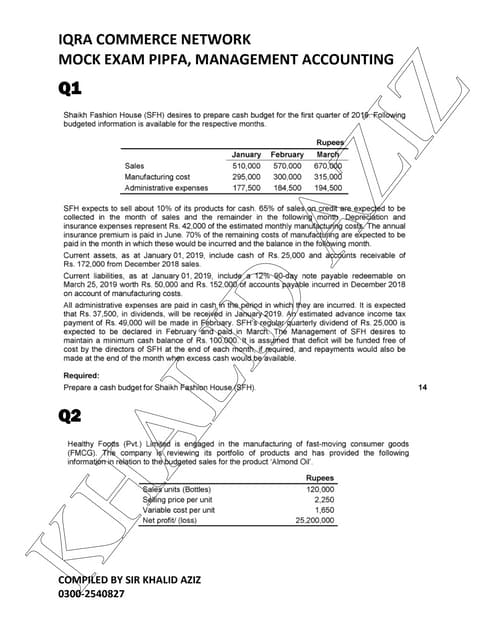 PIPFA FA MOCK FOR NOVEMBER 2019 EXAM | PDF