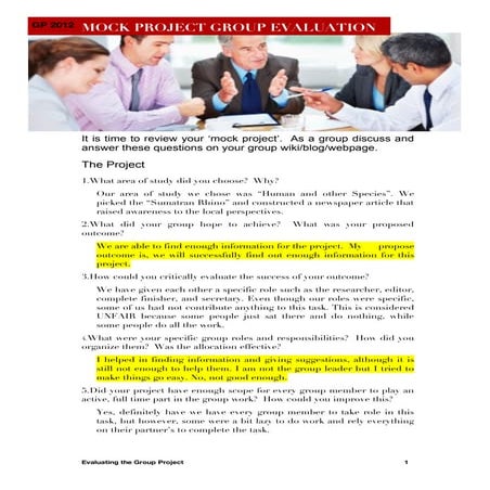 Mock project group evaluation final | DOC