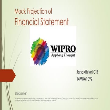 Mock projection of Financial Statement of Wipro | PPT