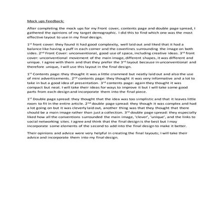 Mock ups feedback | DOCX | Technology & Computing