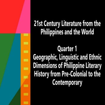 21st Century Literature From the Philippines | PPTX | Books and Literature