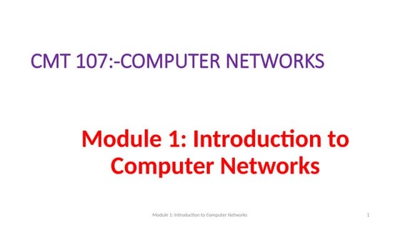 Fundamentals of Computer Networks (Module_Introduction) | PPT