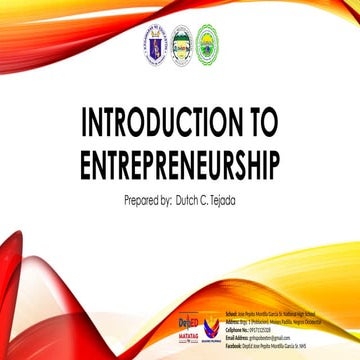 Introduction to Entrepreneurship Introduction to Entrepreneurship | PPTX