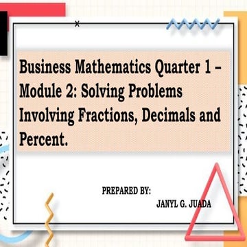 Business Mathematics Quarter 1 – Module 2: Solving Problems Involving ...