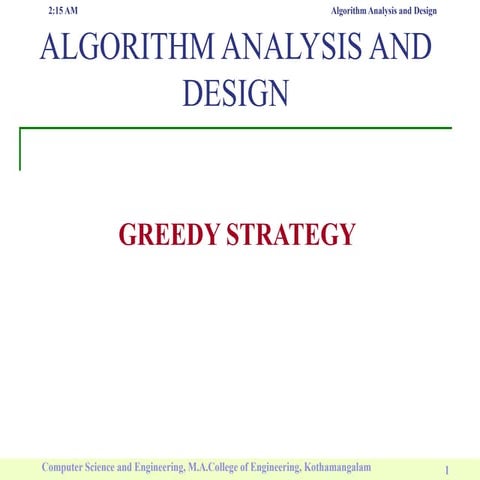 mod3-greedy (1).pptx design and analysis of algorithms | PPTX