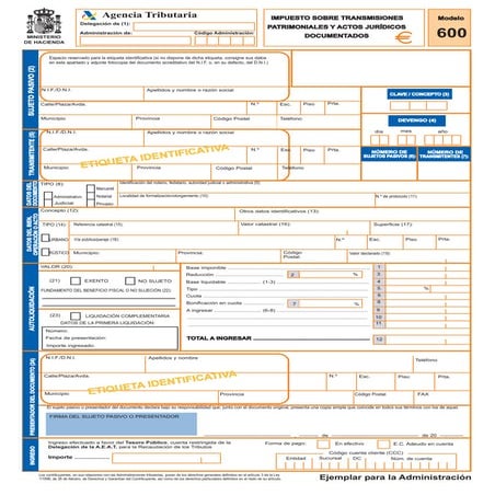 Modelo Hacienda 600e AEAT Documentos Oficiales Hacienda Publica ...