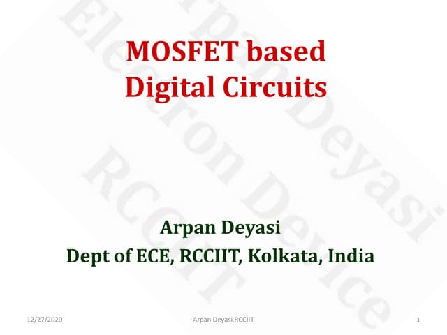 Mosfet Based Digital Circuits Ppt