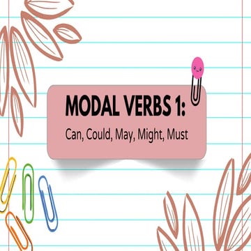 Modals and their functions for Grade 9 Lessons | PPTX