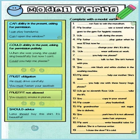 Modal verbs-elementary-level-grammar-drills-tests 70916 | PDF