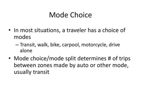 Modal split analysis | PPTX | Travel