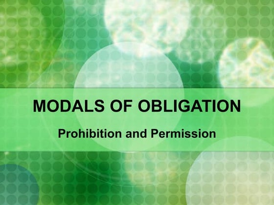 Modal verbs of obligation, permission, prohibition | PPTX