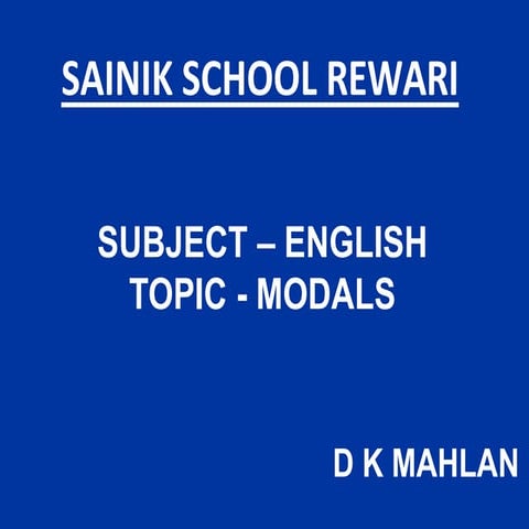 MODALS class 9 grammar english easy for understanding | PDF